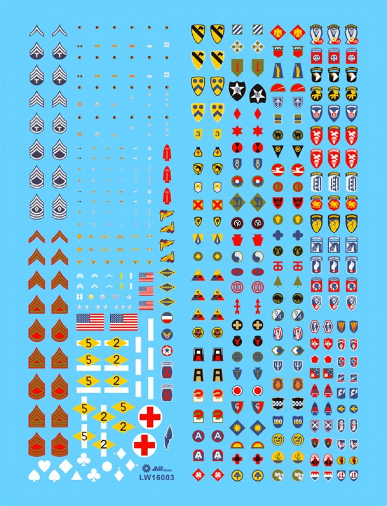 1/16 (120mm) WWII US ARMY Uniform Insignia Decal set