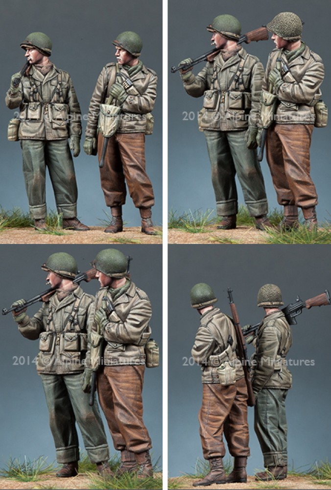1/35 WWII US Infantry Set (2 Figures, Each w/2 Different Heads)