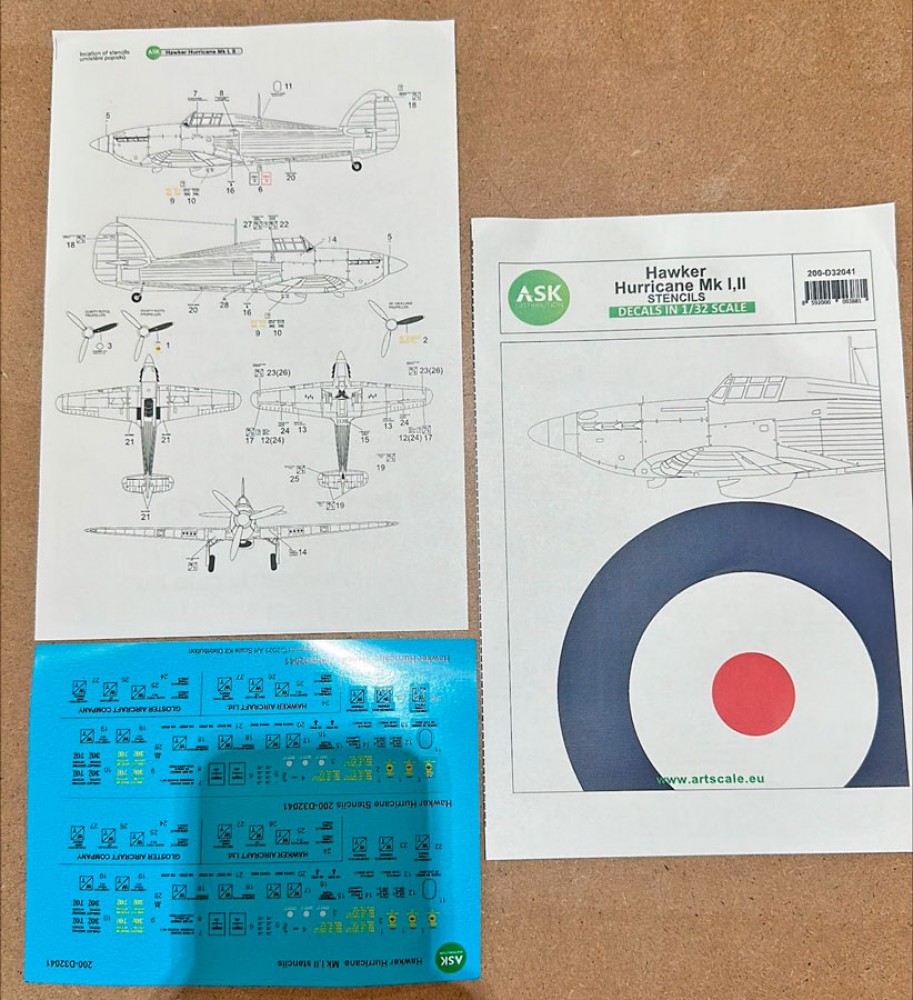 Decals for 1/32 Hawker Hurricane Mk.I, Mk.II - stencils - ASK200-D32041