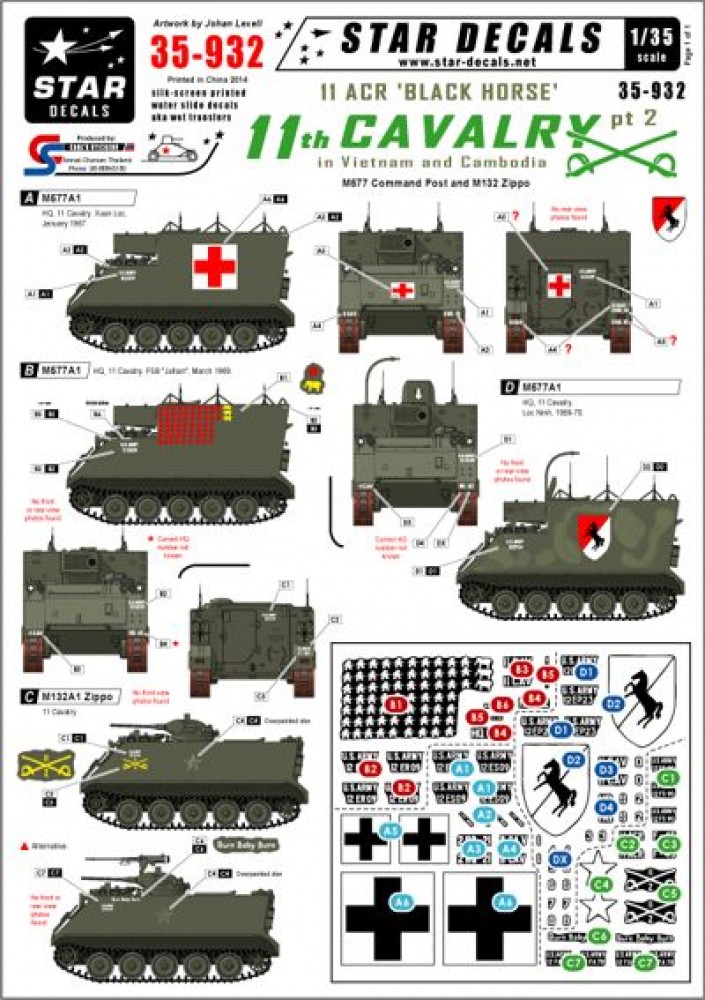 Decals for 1/35 11th Cavalry in Vietnam/Cambodia Part2 - M577 and M132 ...