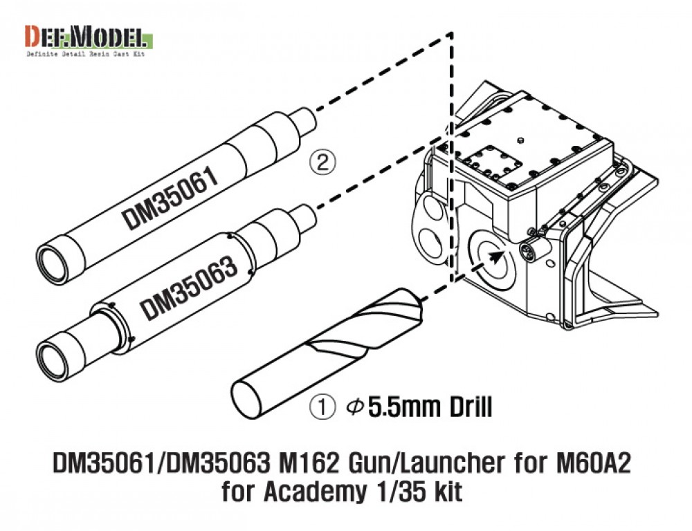 1/35 US M60A2 M162 152mm Metal Gun Barrel Set #2 for Academy kit