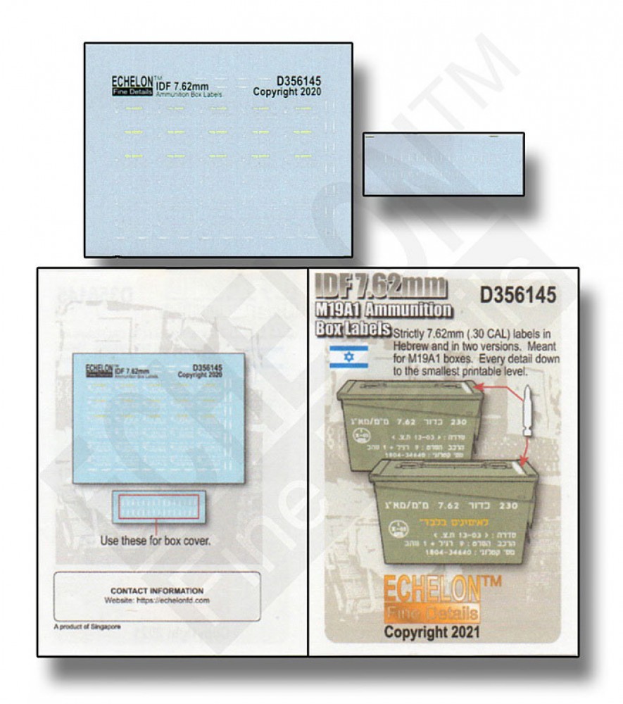 1/35 IDF 7.62mm M19A1 Ammunition Box Labels