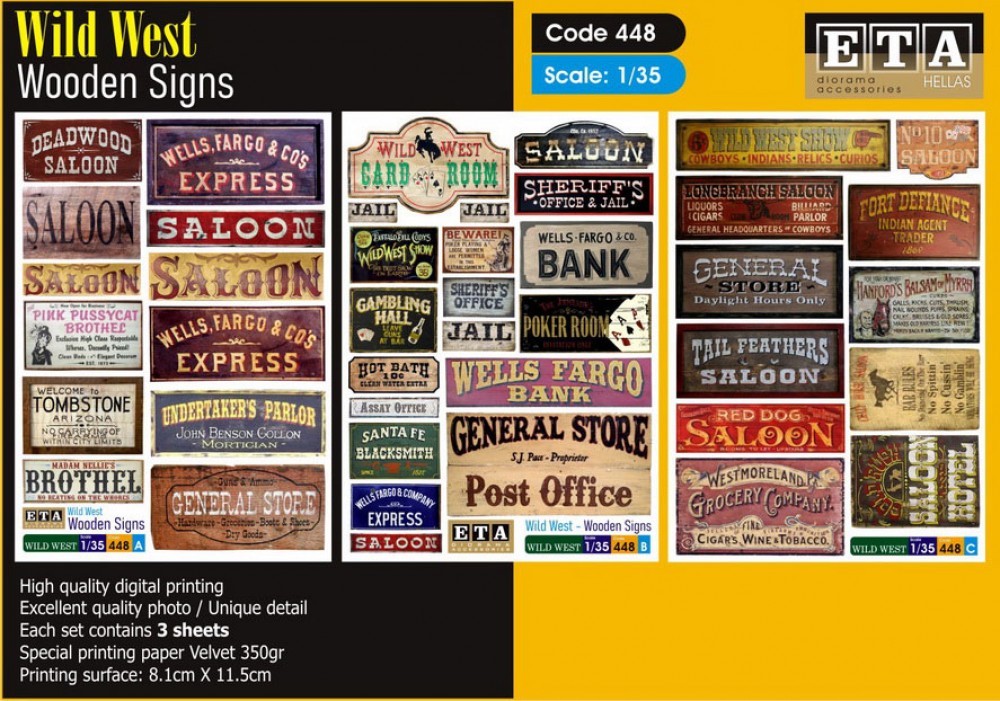 1/35 Wild West Wooden Signs (3 sheets)