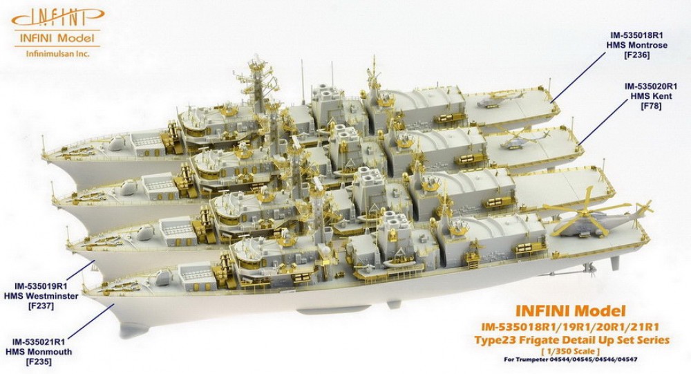 1/350 HMS Monmouth F235 Type 23 Frigate Detail-up Set for Trumpeter kit ...