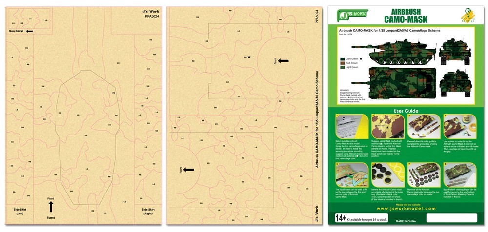 Airbrush Camo-Mask for 1/35 Leopard 2 A5/A6 Camouflage Scheme