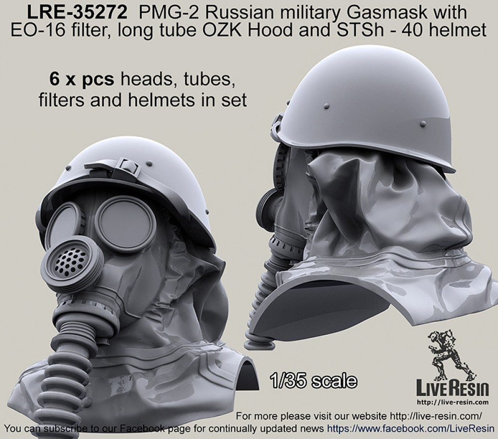 1/35 Russian Military Gas Masks PMG-2 with EO-16 Filter, Long Tube, OZK ...