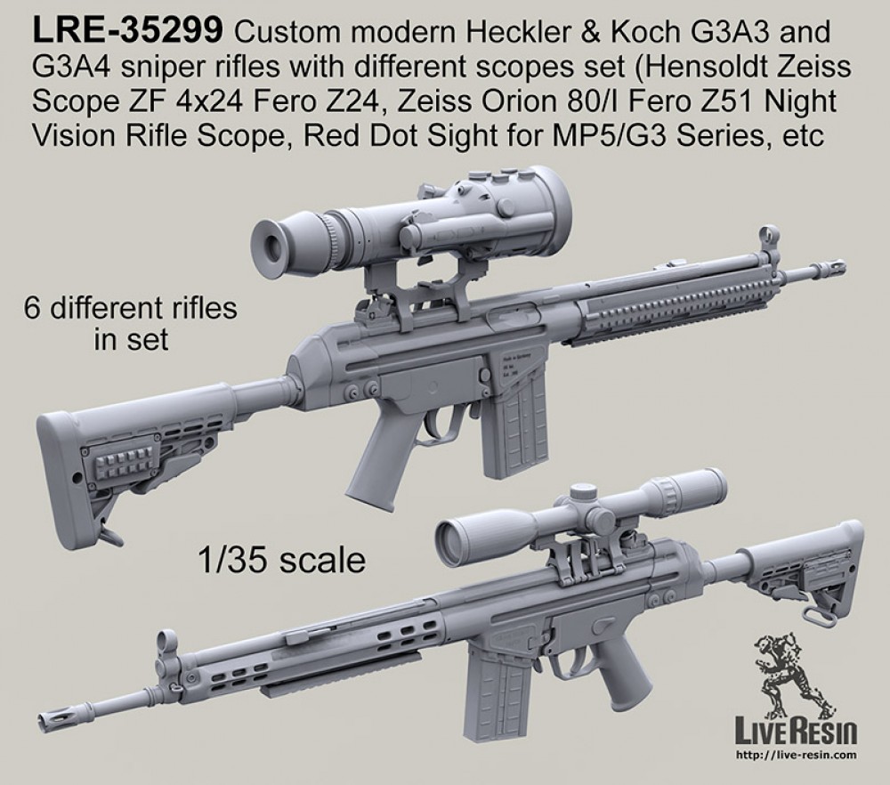 1/35 Custom Modern Heckler and Koch G3A3 and G3A4 Sniper Rifles with ...