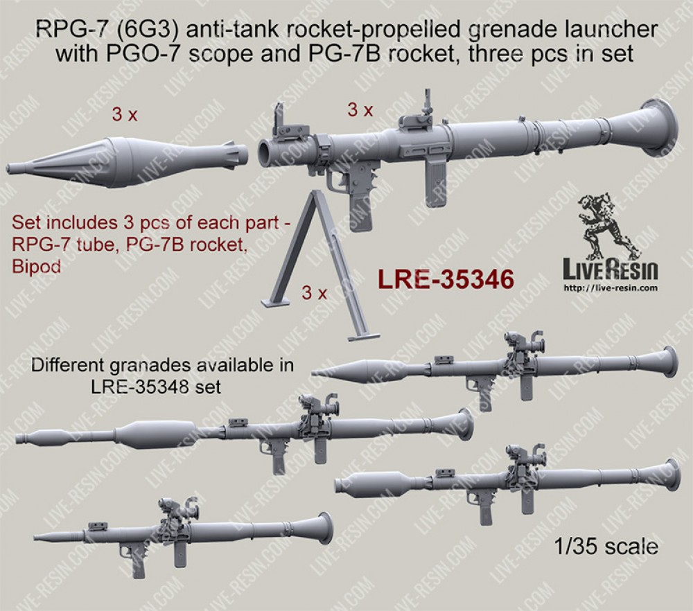 1/35 RPG-7 (6G3) Anti-tank RPG Launcher w/Mechanical Sight, Bipod & PG ...