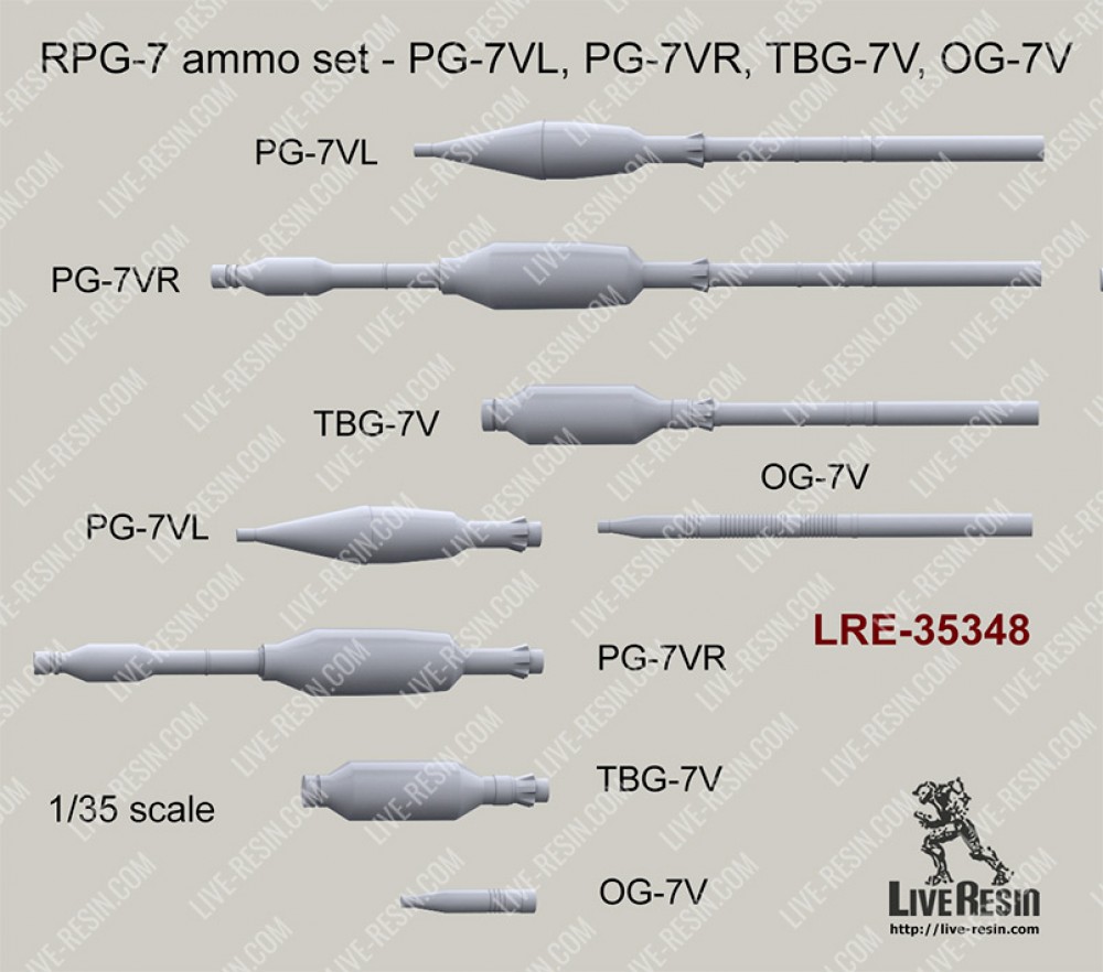 1/35 RPG-7 Ammo Set: PG-7VL, PG-7VR, TBG-7V & OG-7V
