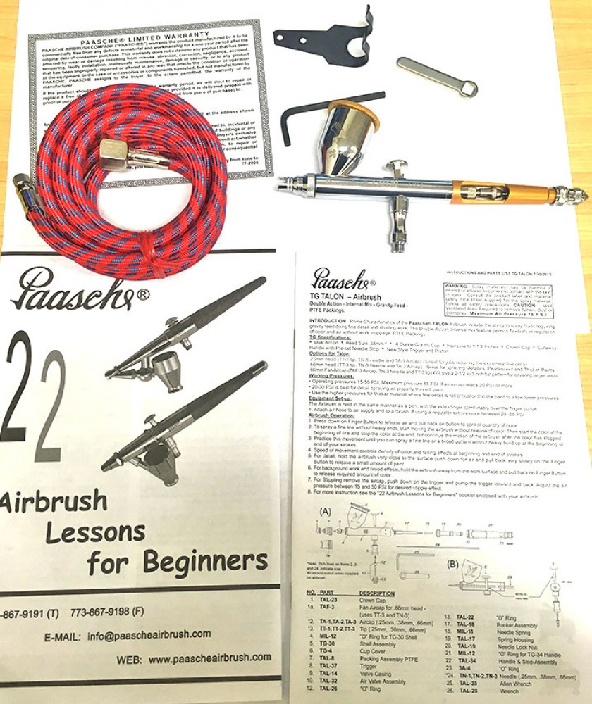 Talon Double Action Internal Mix Gravity Feed Airbrush Set