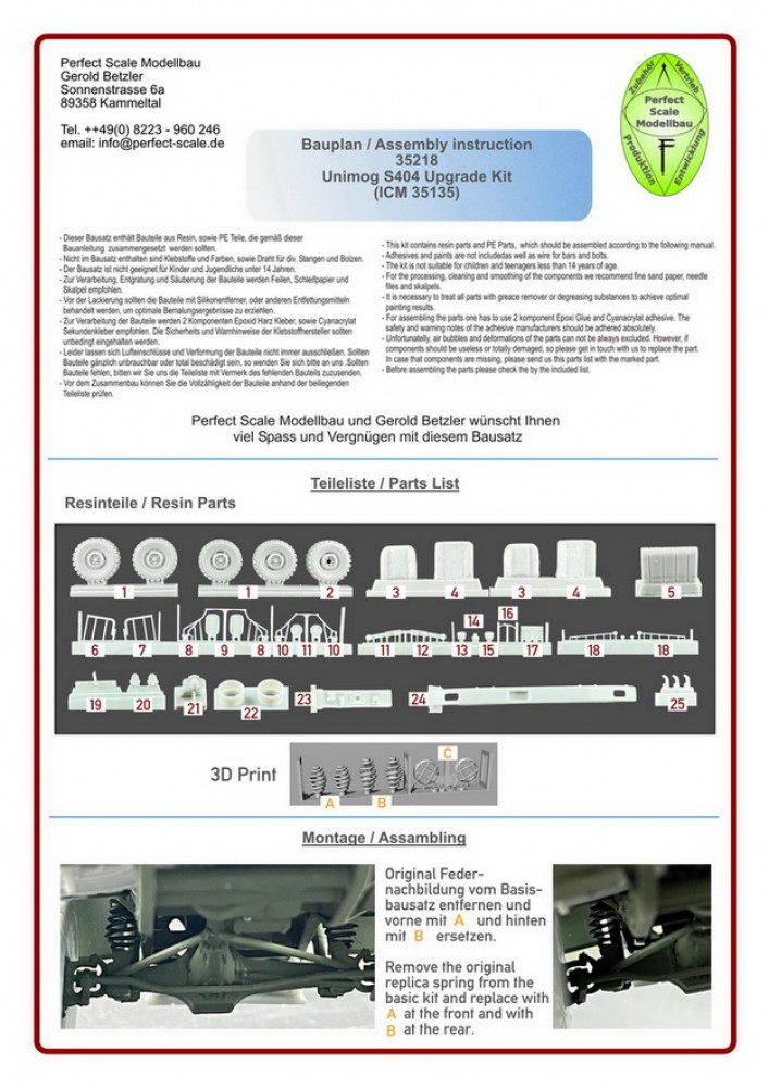 1/35 Unimog S404 Conversion Set for ICM kit #35135 - PSM-35218