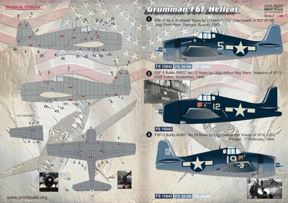 1/48 Grumman F6F Hellcat Decals