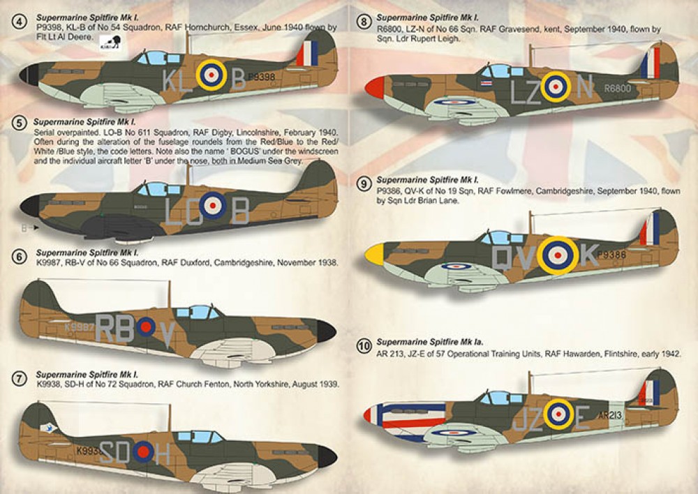 Decals for 1/72 Supermarin Spitfire Mk. 1