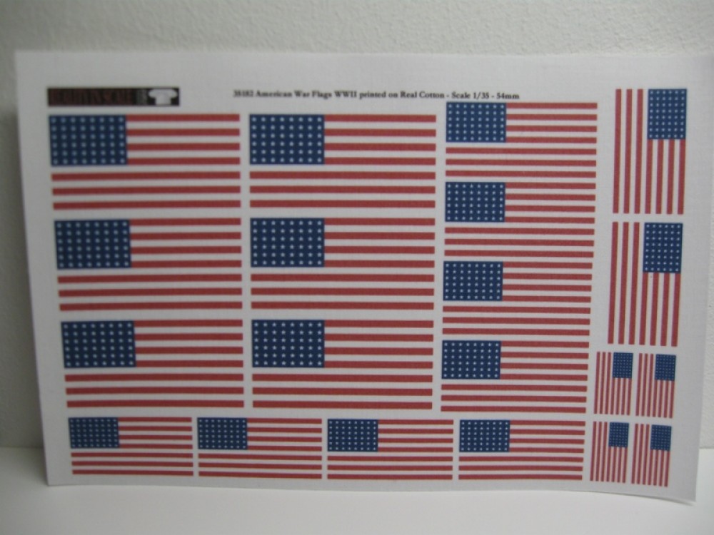 1/35 WWII American Flags (Printed on real cotton sheet)