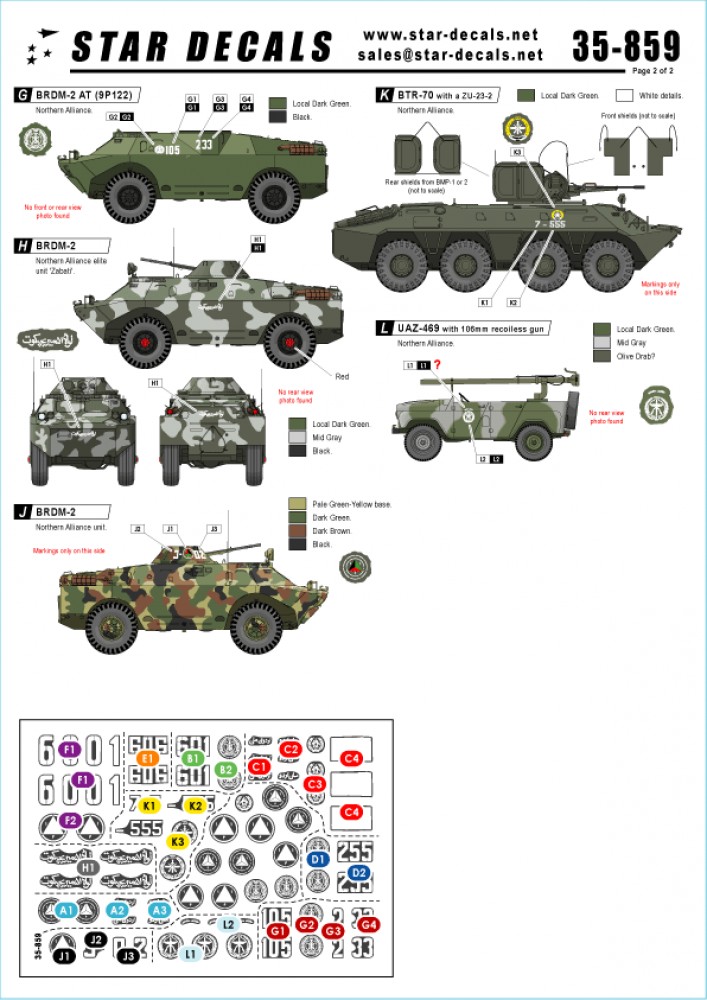 1/35 Decals for Northern Alliance/Taliban/Afghanistan National Army ...