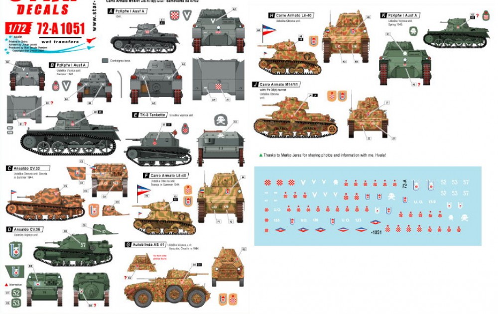 Decals for 1/72 WWII Balkan Vol.1 - WWII Croatia Ustache/Ustacha Tanks