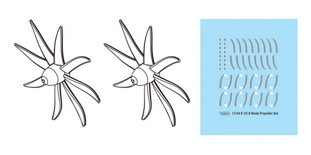 1/144 E-2C Hawkeye 8 Blade Propeller set for Revell/Academy kits - WP14409