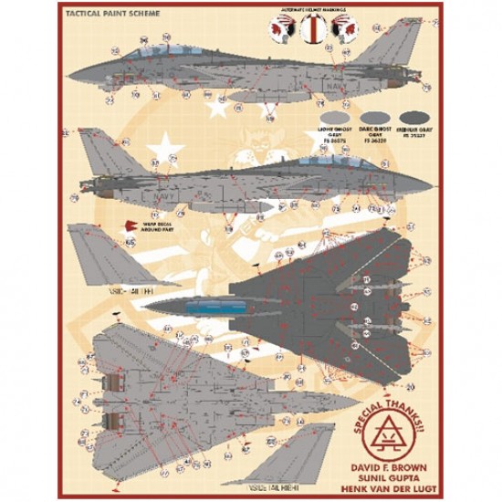 Decals for 1/72 Grumman F-14A Tomcat " VF-111 Sundowners Anthology"