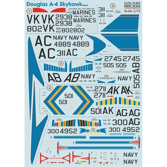 Decals for 1/72 Douglas A4 Skyhawk Part.1