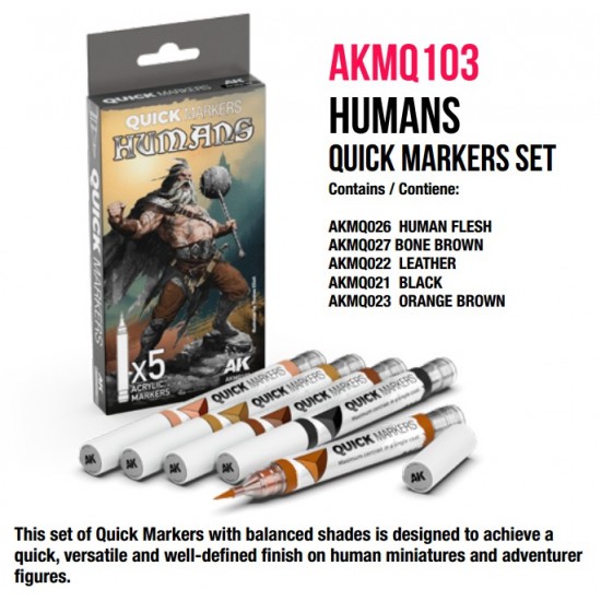 Quick Marker Set for Wargamers - Humans (5 colours) AK Interactive MQ103