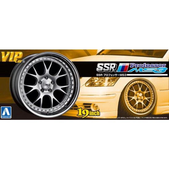 1/24 19inch SSR Professor MS3 Wheels & Tyres Set with Decals Aoshima 00920