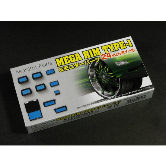 1/24 Mega Rim Type-1 24inch Wheels and Tyres with Monitor Parts Aoshima ...