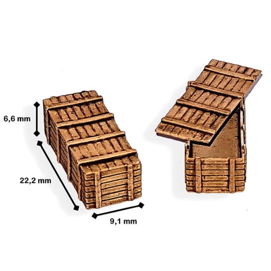 1/72 Ammo / Weapons Wooden Boxes Set #08 Drums and Crates 1235