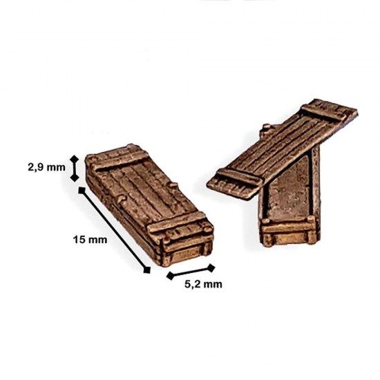 1/72 Ammo / Weapons Wooden Boxes Set #09 Drums and Crates 1237