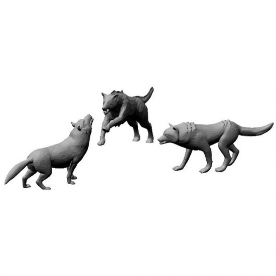 1/72 Miniature Animals - Wolves Set #2 (3pcs) (#DC1807) - BNA Model World