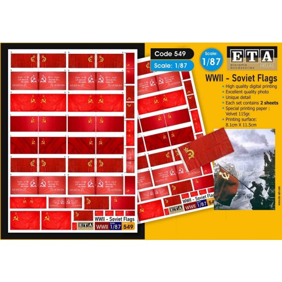 1/87 WWII Soviet Flags (2 sheets) ETA Diorama 549