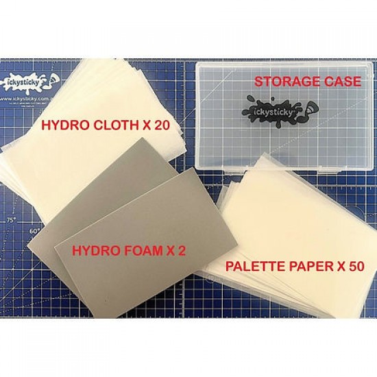 Wet Palette Set (2x Hydro Sponge, 20x Hydro Cloth, 50x Palette Paper ...