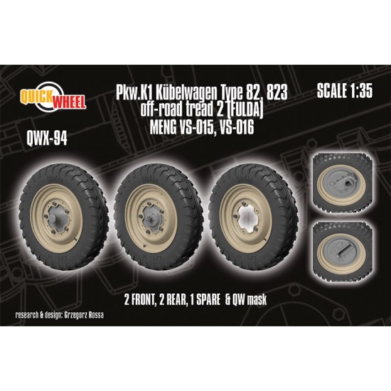 1/35 Pkw.K1 Kubelwagen Type 82, 823 Off-road 2 (Fulda) Wheels with Caps ...