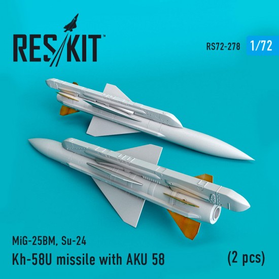 1/72 Kh-58U Missile with AKU 58 (2pcs) for ICM, Zvezda/Trumpeter MiG ...