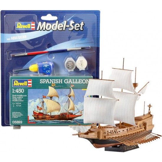 1/450 Spanish Galleon Gift Model Set (kit, paints, cement & brush) (#RV ...