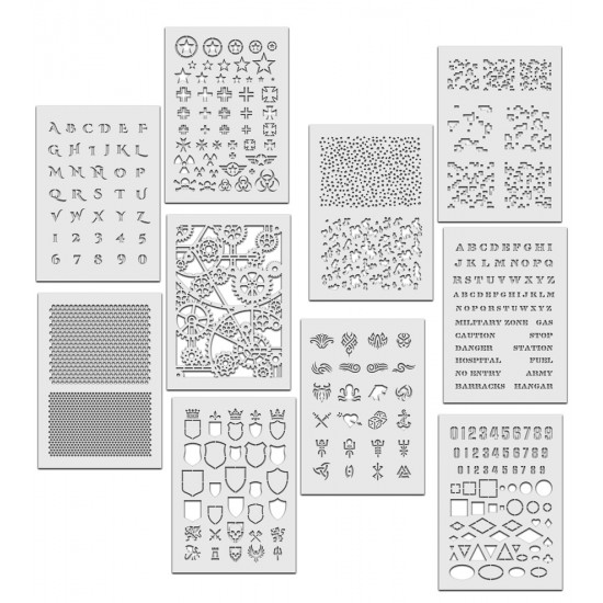 Stencils for Brush and Airbrush (10 sheets, washable templates) Scale75 ...
