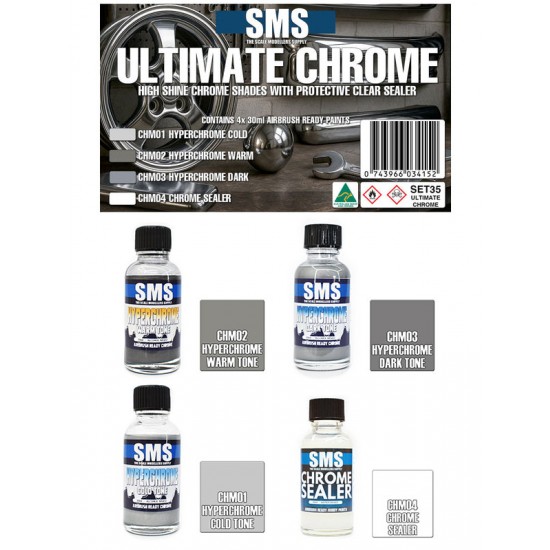 Ultimate Chrome Colour Set (4x 30ml) The Scale Modellers Supply SET35