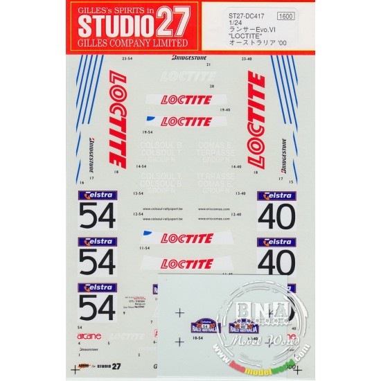 Decals for 1/24 Mitsubishi Evo.VI "LOCTITE" Australia 2000 for Tamiya ...