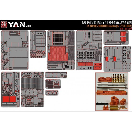 1/35 US M40 155mm Self-Propelled Howitzer Detail Parts for AFV Club ...